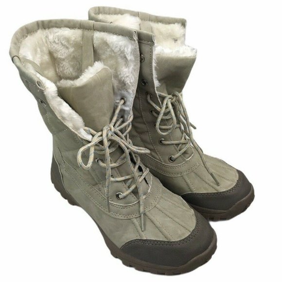 Report | Shoes | Report Boots Beric Beige Quilted Mid Calf Faux Fur ...